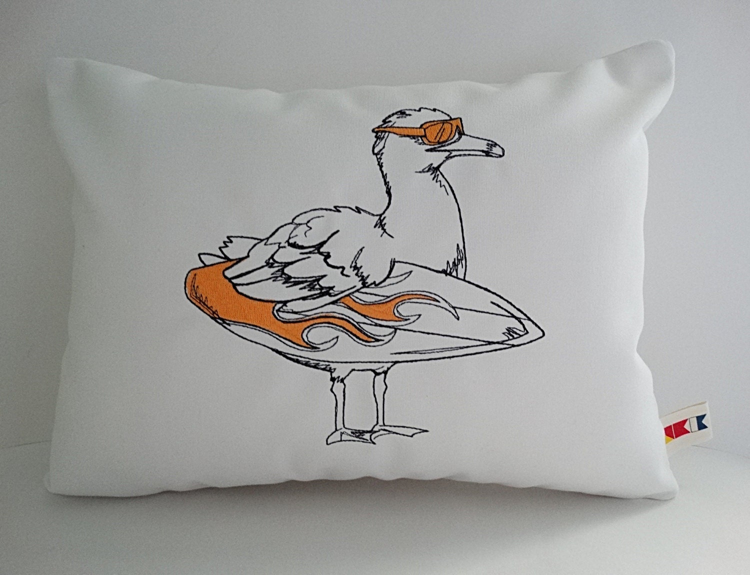 Surfing Seagull Pillow Cover Surfing Pillow Beach Pillow | Etsy