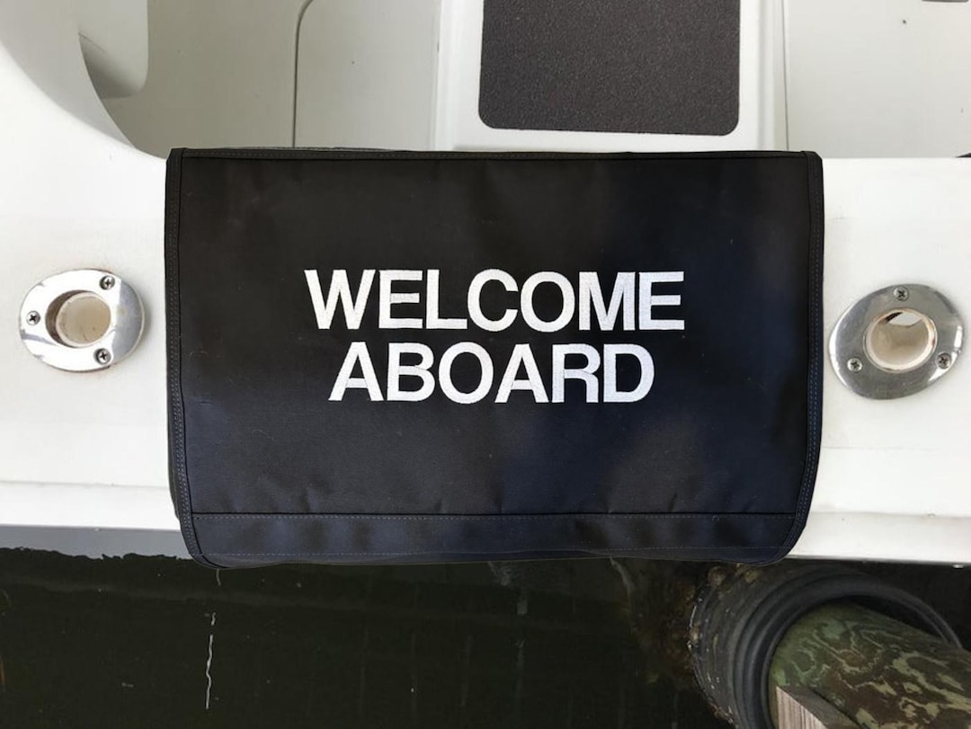 Sunbrella Embroidered Welcome Aboard Boat Gunwale Step Pad Non Skid ...
