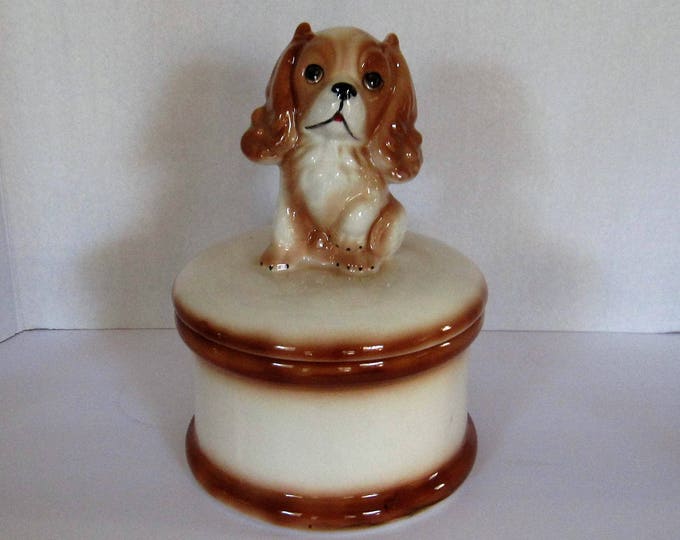 Vintage Cocker Spaniel in Basket Cookie Jar - Etsy