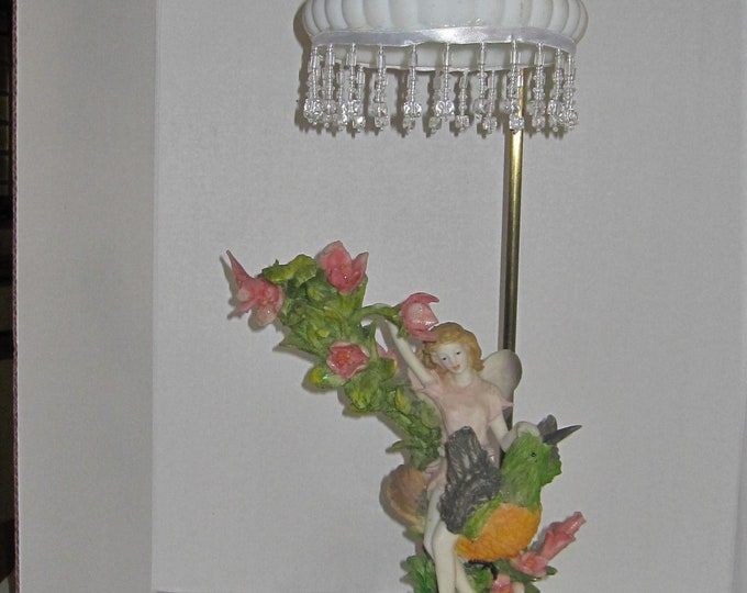 Vintage Porcelain Lamp a Fairie Riding in a Humingbird. - Etsy