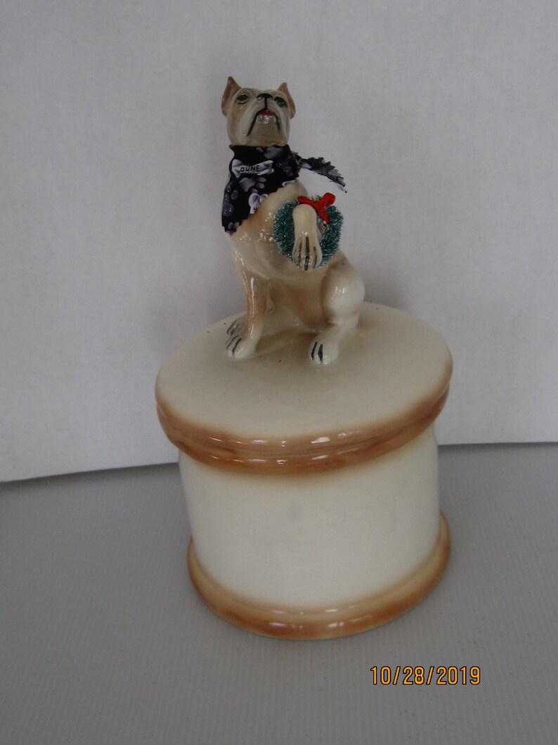 Boxer Cookie Jar Ready for Christmas | Etsy