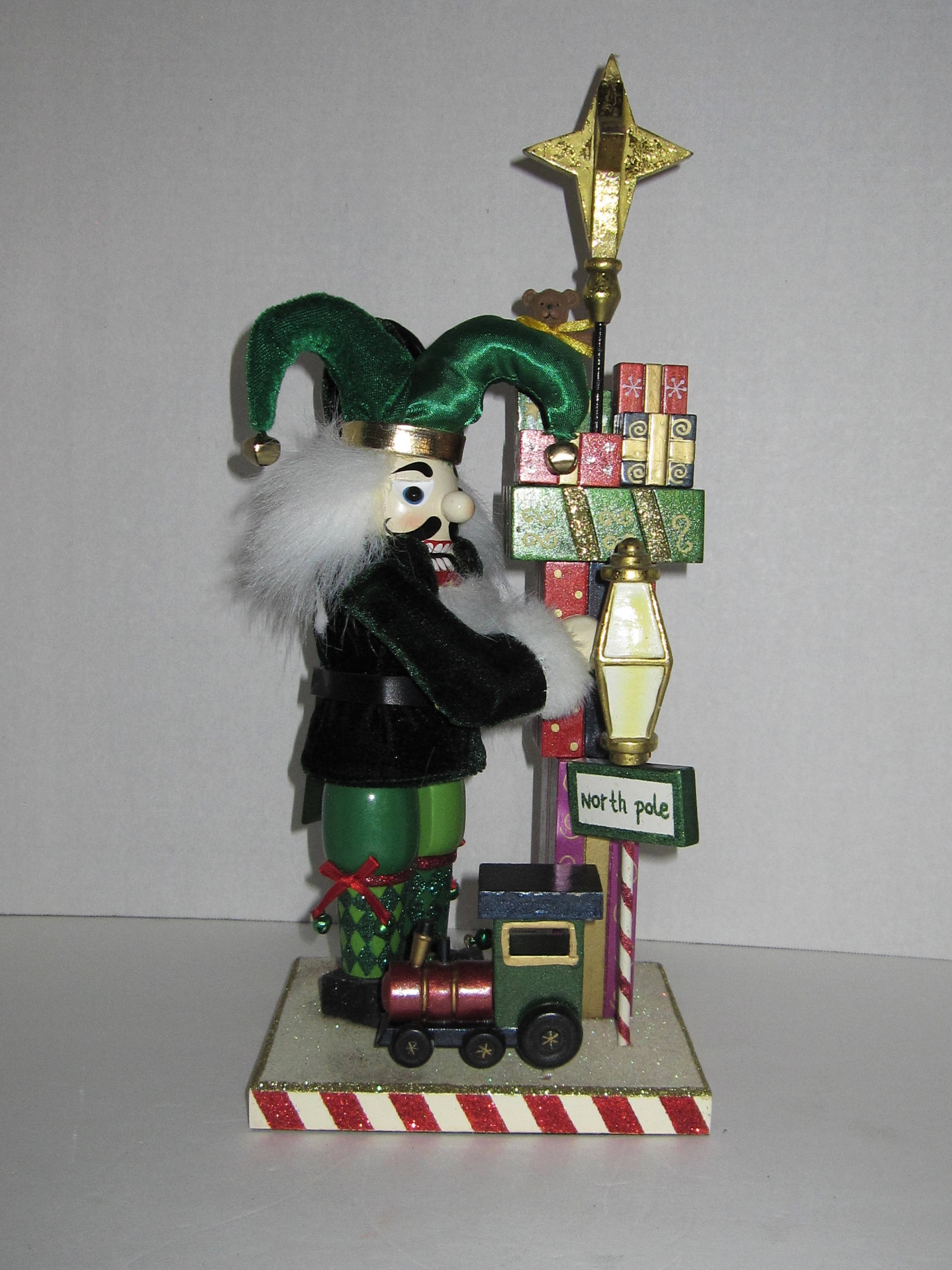 Christmas Court Jester Nutcracker With Train and Presents