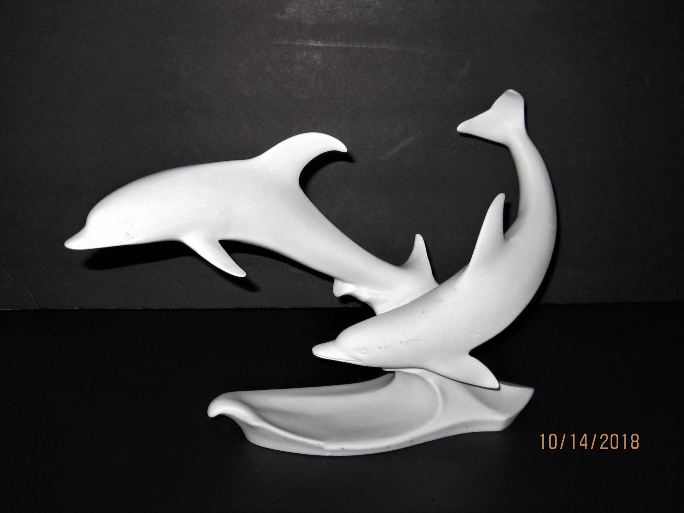Dolphins Kaiser Germany White Porcelain signed by Bachmann
