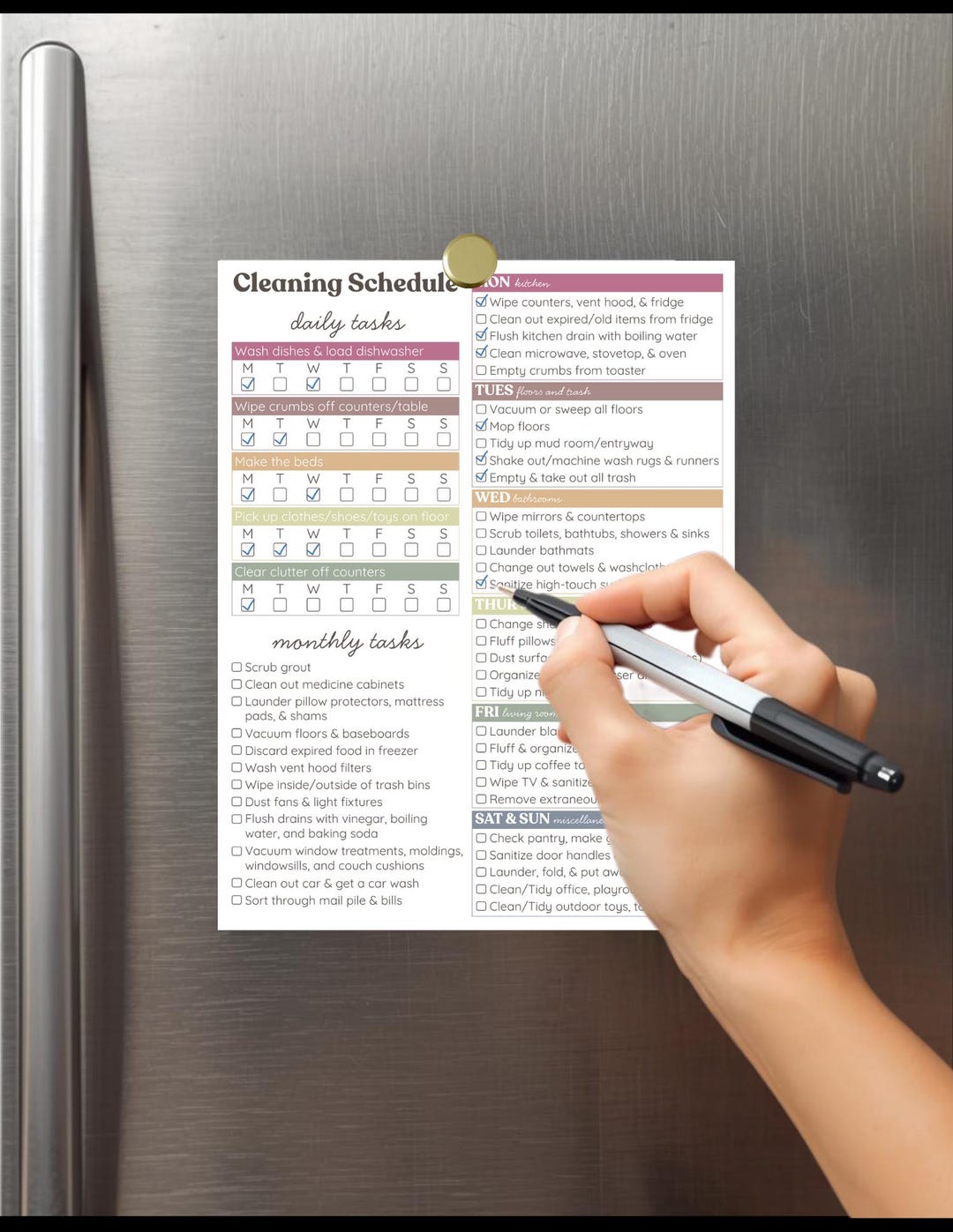 Cleaning Schedule Printable | Minimalist Cleaning Checklist | Daily ...