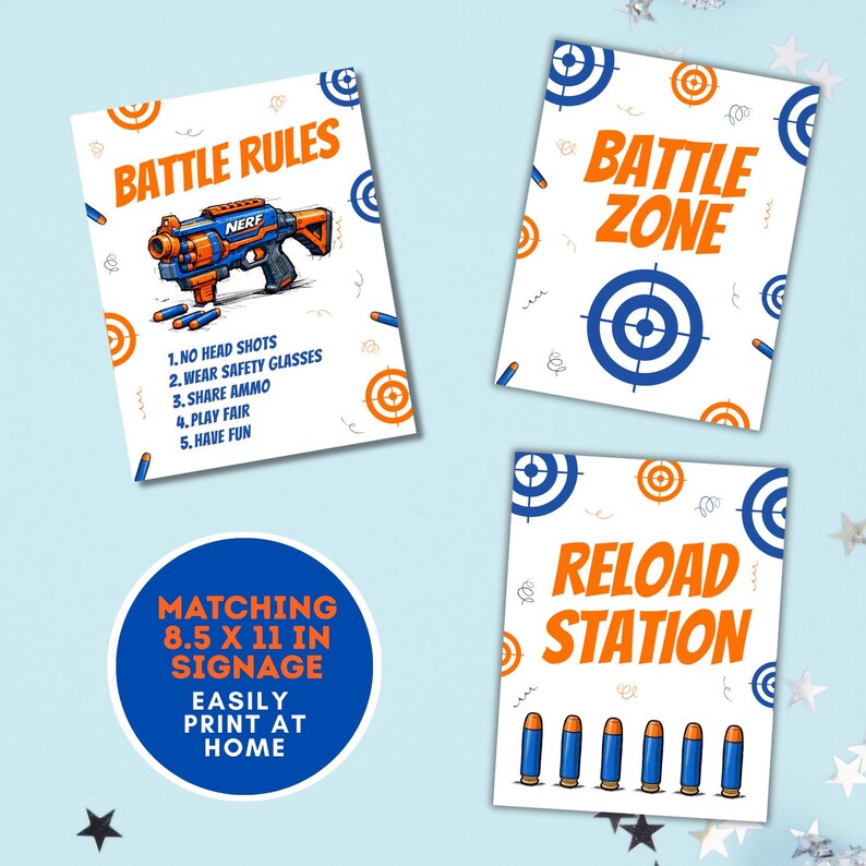Nerf Birthday Party Pack | Editable Signs & Thank You Tags (digital ...