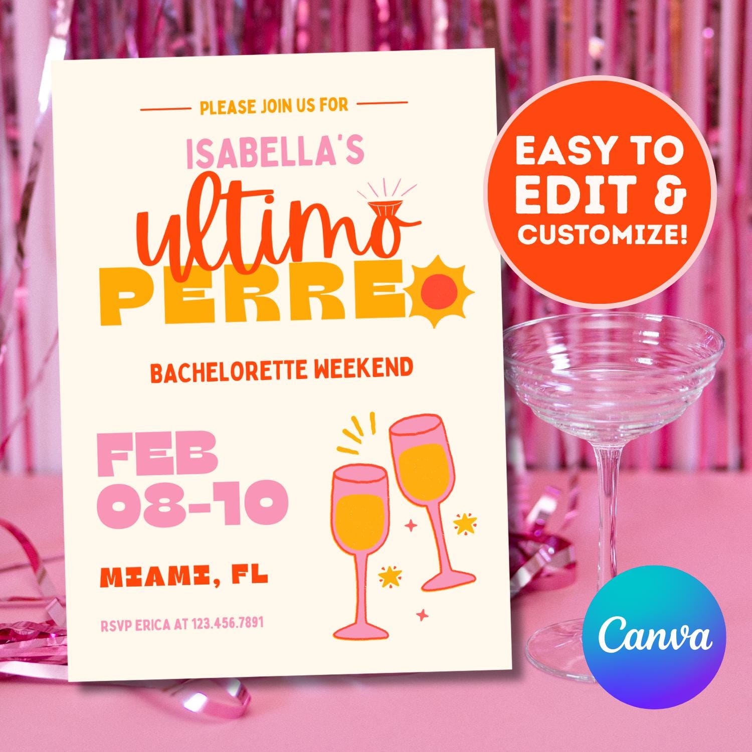 Ultimo Perreo Latina Bachelorette Invitation, Bad Bunny Inspired ...