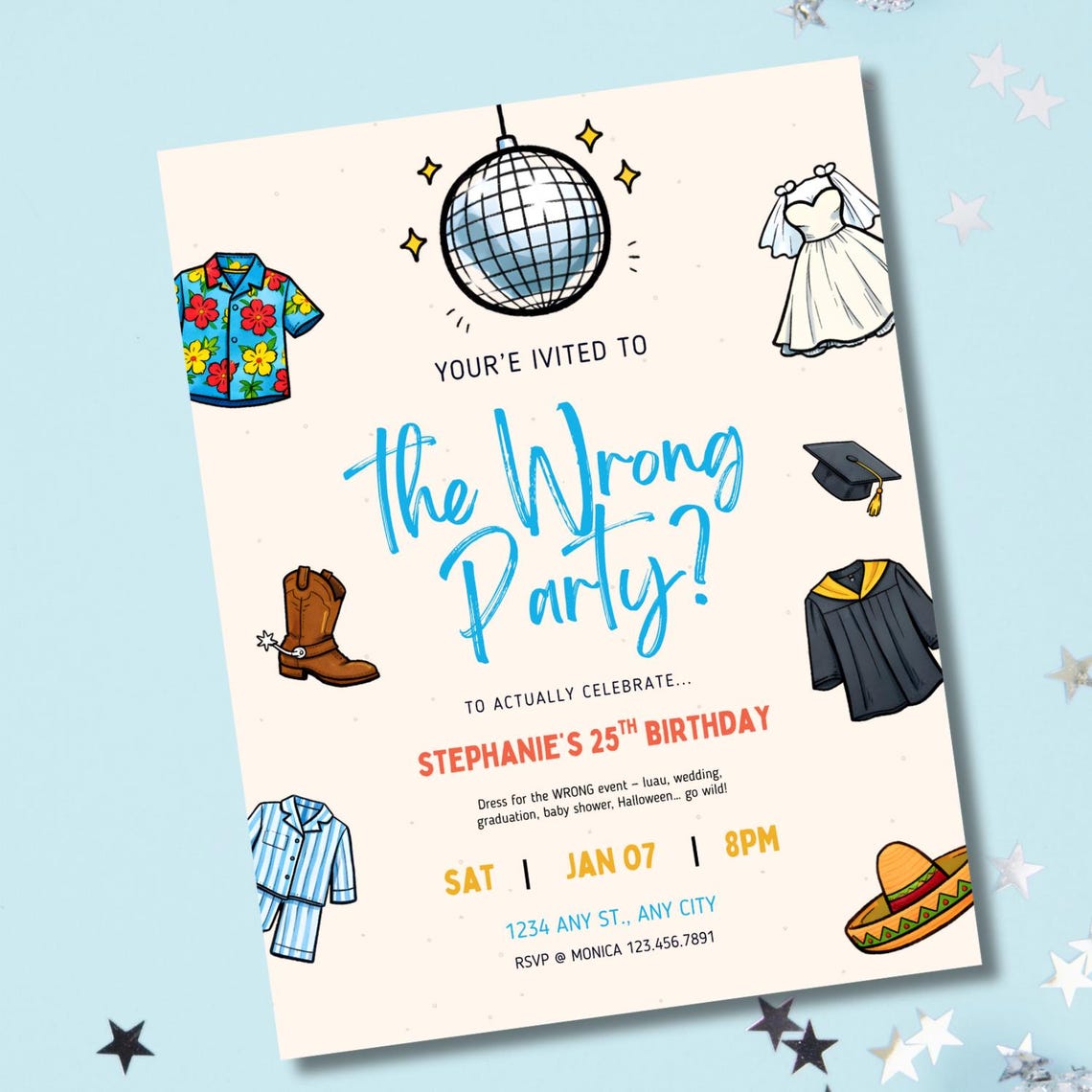 Wrong Event Party Invitation, Dress-up Theme, Editable Template ...