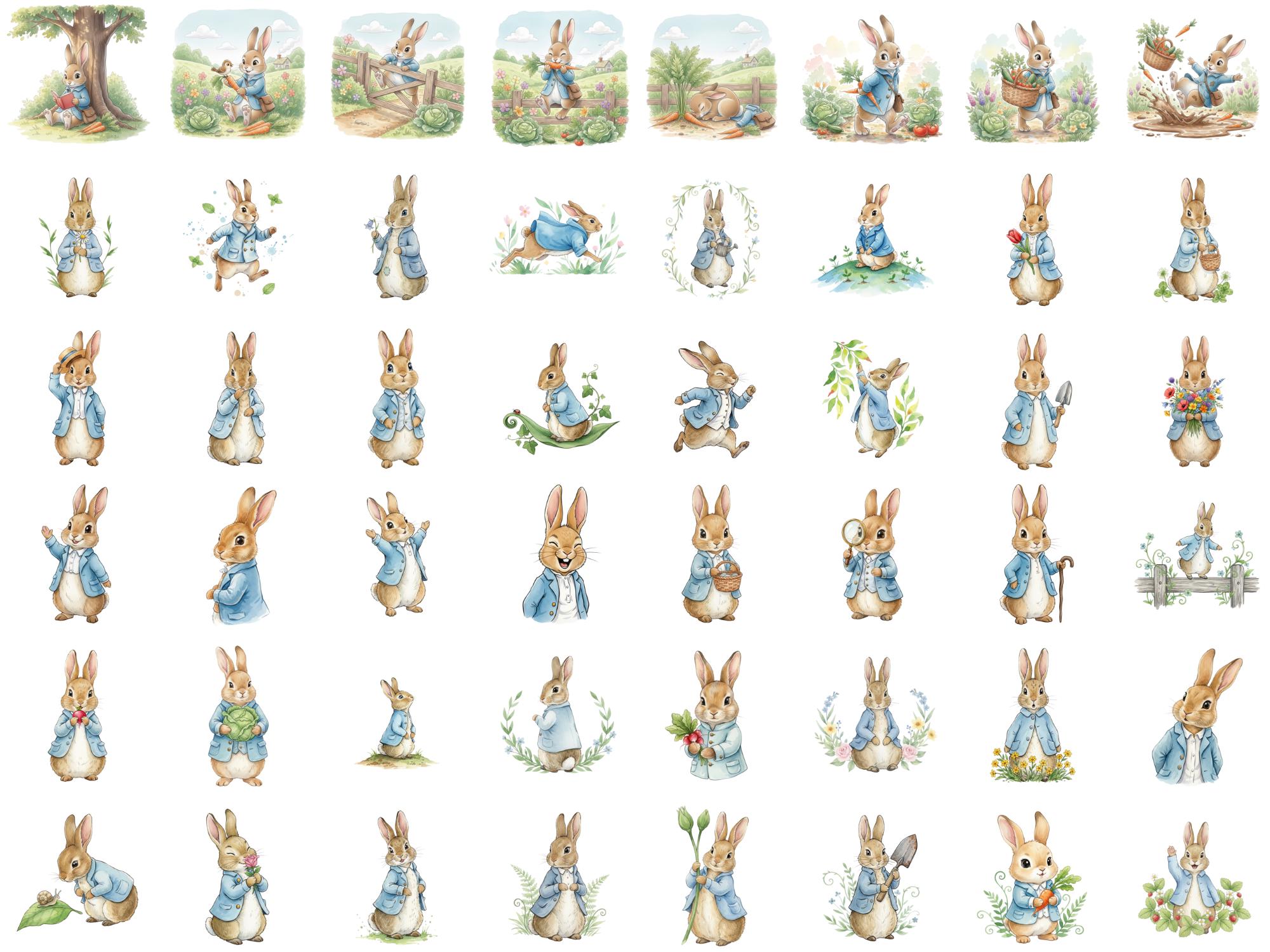 Peter Rabbit Watercolor Bundle: 100 + PNG Digital Designs - Etsy UK