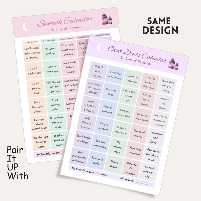 Ramadan Reward Chart | Pastel Rainbow Tracker (digital Download A4/US ...