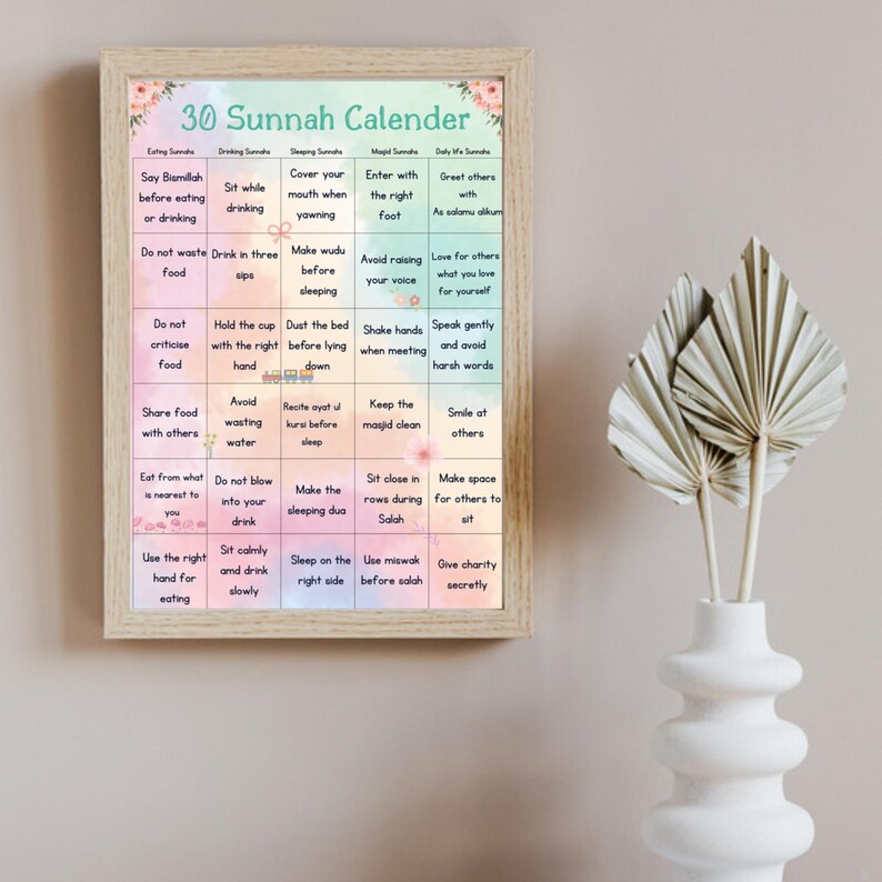 Sunnah Calendar for Kids| Sunnah Tracker| Ramdan Printable - Etsy