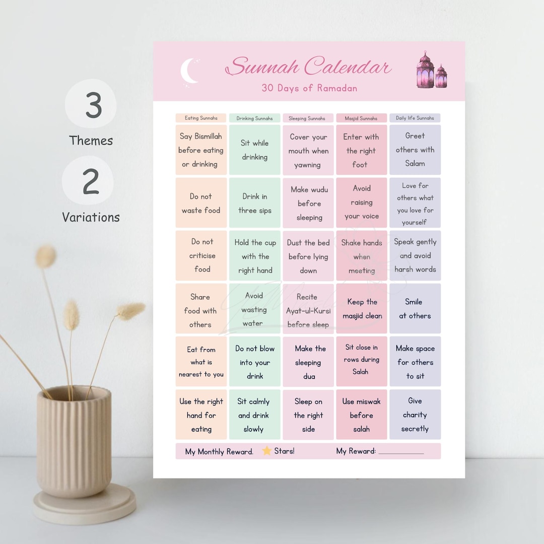Ramadan Activity Chart Bundle | Sunnah & Good Deeds Calendar (digital ...
