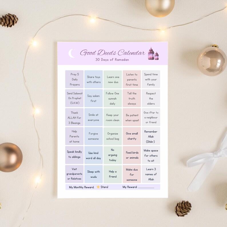 Ramadan Activity Chart Bundle | Sunnah & Good Deeds Calendar (digital ...