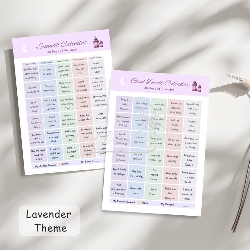 Ramadan Activity Chart Bundle | Sunnah & Good Deeds Calendar (digital ...