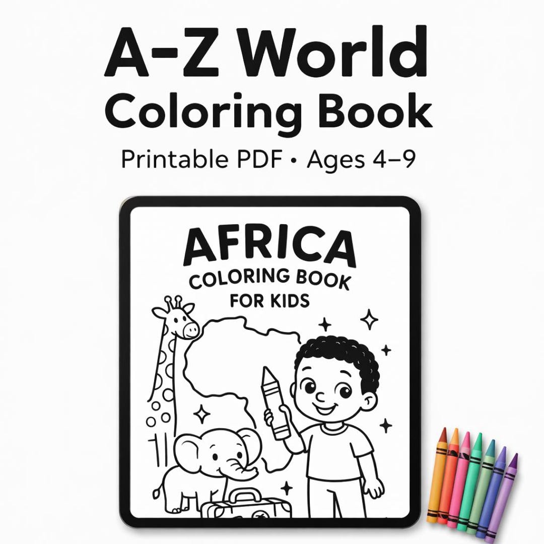 A-Z Africa Coloring Book for Kids | Printable PDF | Learn Countries ...