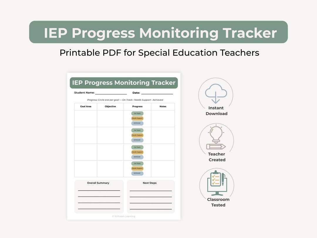 IEP Progress Monitoring Tracker | Special Education Goal Tracking (PDF ...