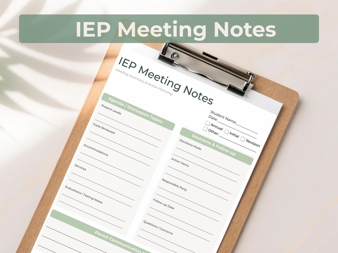 IEP Meeting Notes Printable | Special Education Planner | Case Manager ...