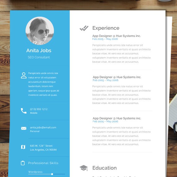 Resume and Cover Letter Template Resume template word Modern | Etsy