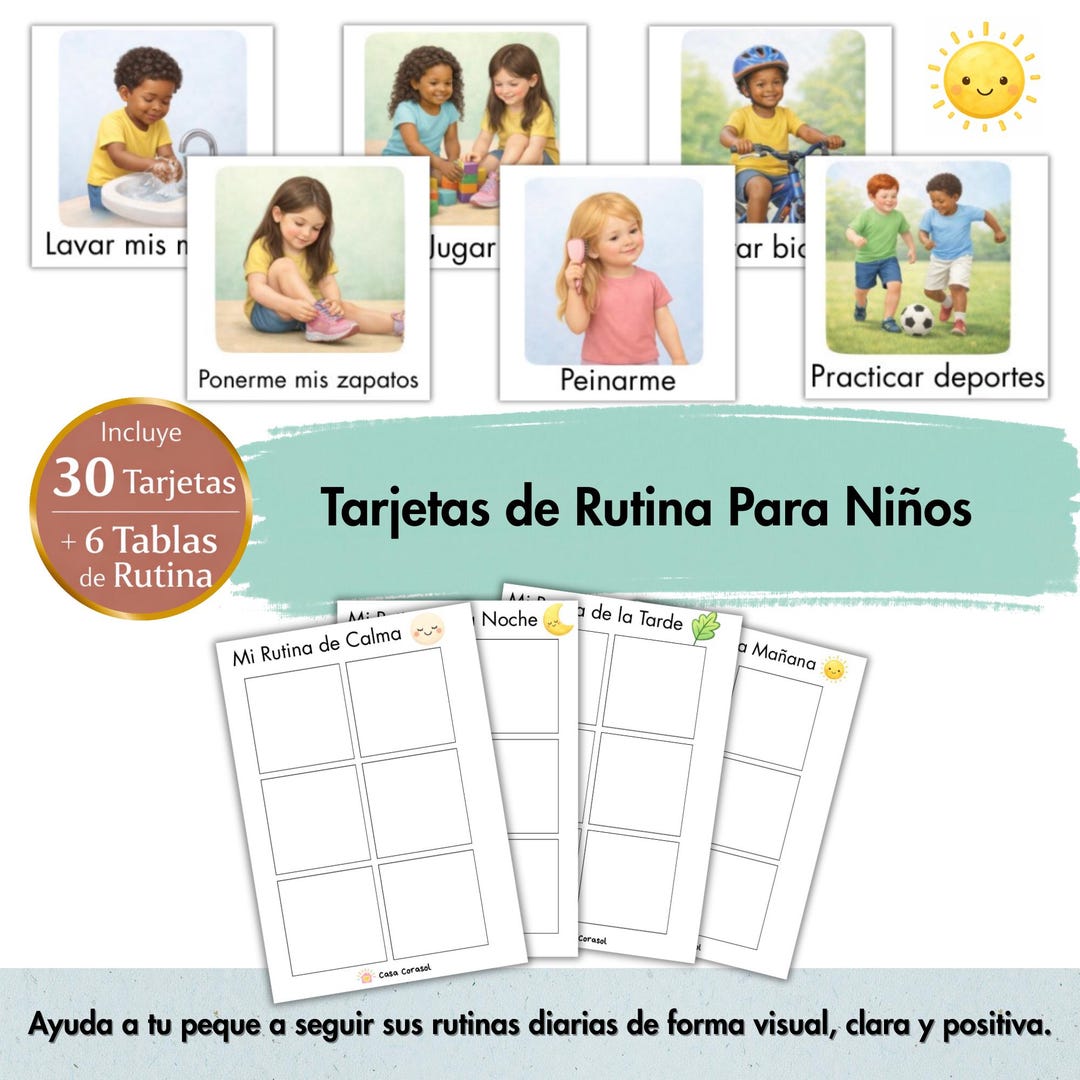 Routine Cards for Children in Spanish: Daily Visual Routines, 30 Cards ...