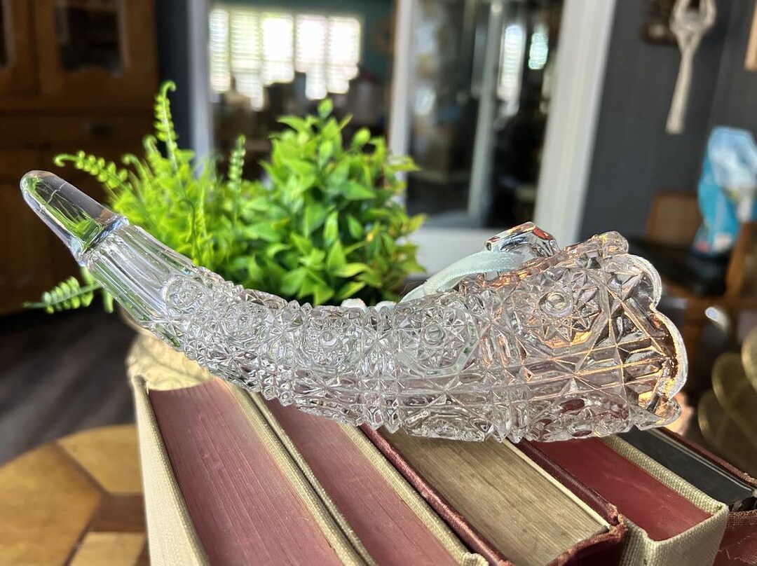 Vintage Early 1900s Clear Pressed Glass Horn Epergne or Car/hearse ...
