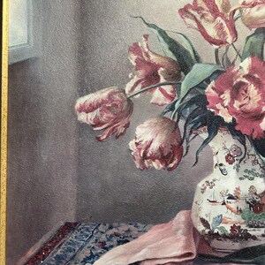 Vintage Jennie Tomao Tulips Floral Still Life Painting Oil on Board ...
