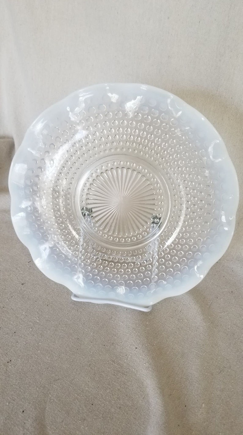 Vintage Fenton Moonstone Hobnail Plate: Mid-century Opalescent Glass ...