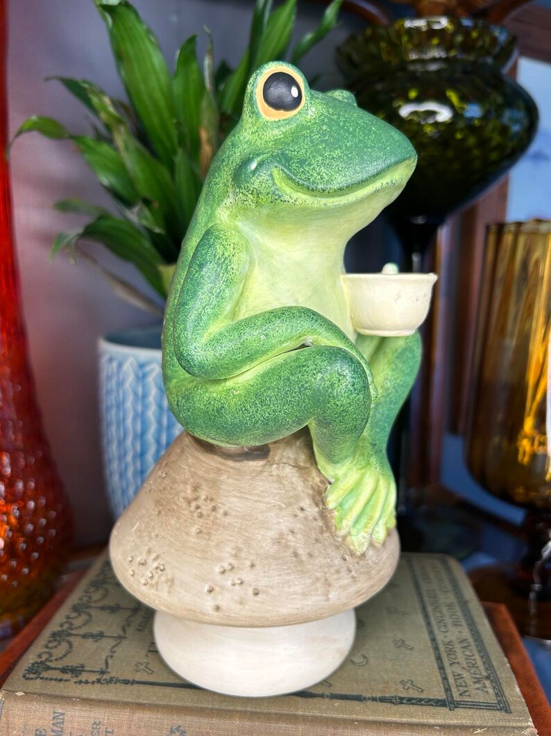 Vintage Green Frog Frog on Mushroom Toad Toadstool Coffee Mug Mushroom ...