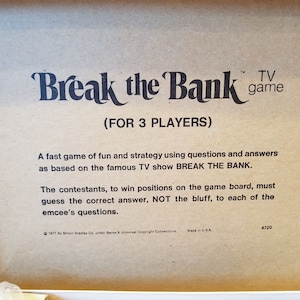 Vintage Retro Boho Mid Century MCM 1977 Break the Bank TV Board Game by ...