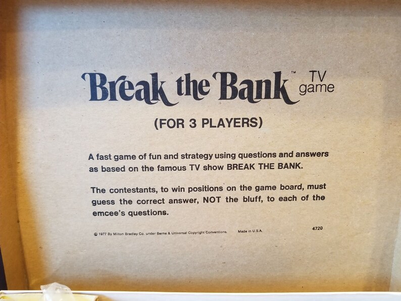 Vintage Retro Boho Mid Century MCM 1977 Break the Bank TV Board Game by ...