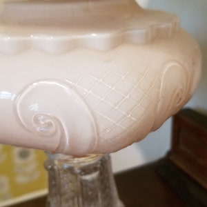 Antique Converted EAPG Princess Feather Glam Glass Sewing Oil Lamp to ...