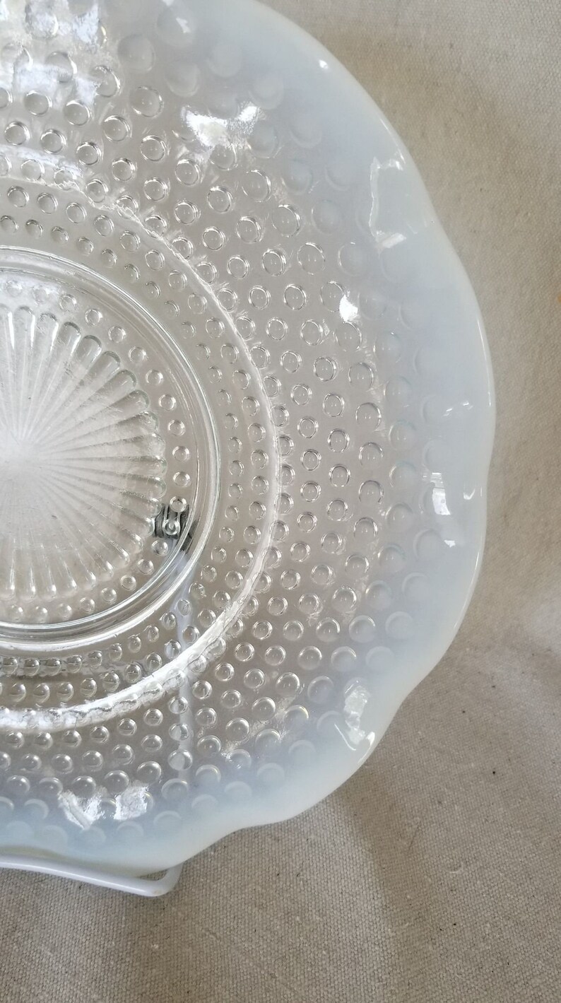 Vintage Fenton Moonstone Hobnail Plate: Mid-century Opalescent Glass ...