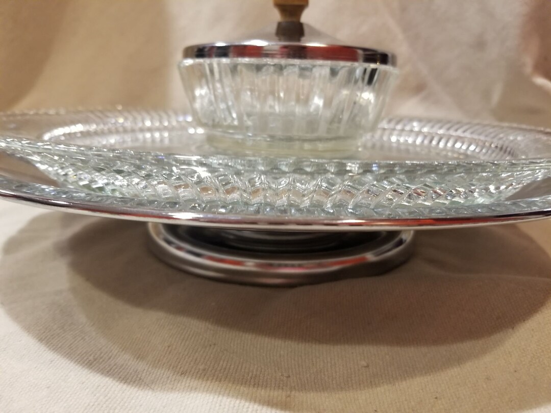 Vintage Kromex Lazy Susan: Retro Metal & Glass Serving Dish - Etsy