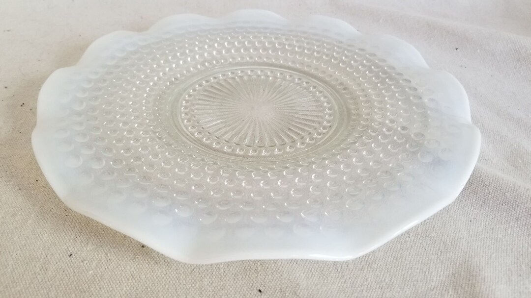 Vintage Fenton Moonstone Hobnail Plate: Mid-century Opalescent Glass ...