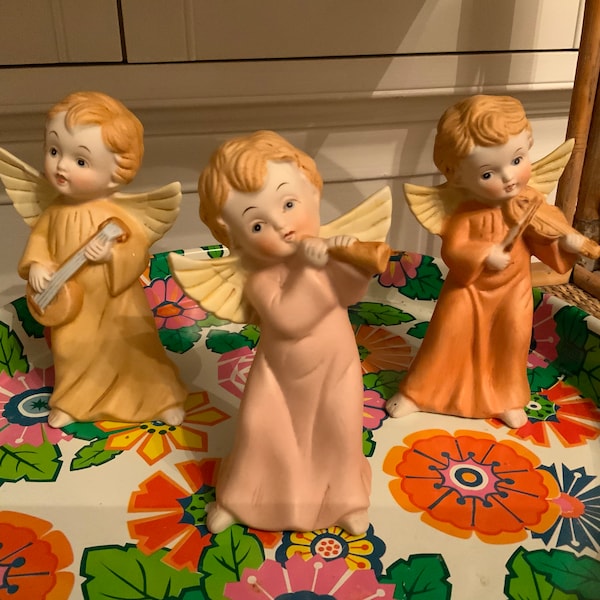 Porcelain Angels With Musical Instruments Vintage - Etsy