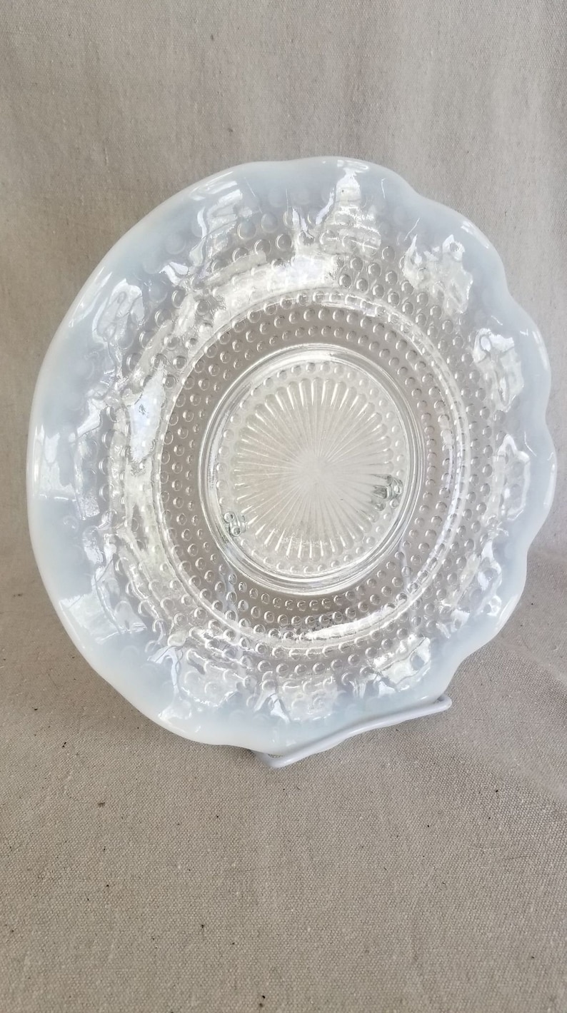Vintage Fenton Moonstone Hobnail Plate: Mid-century Opalescent Glass ...