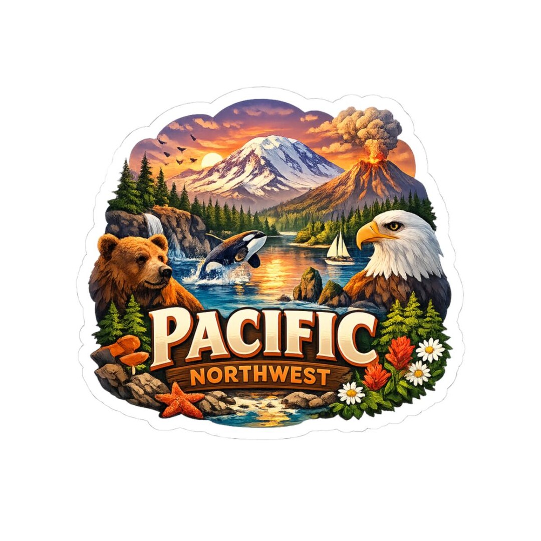 Pacific Northwest Nature Scene Sticker - Etsy