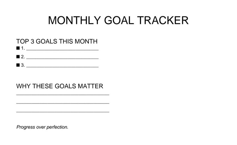 Monthly Goal Tracker Printable | Simple Goal Planner | Minimal ...