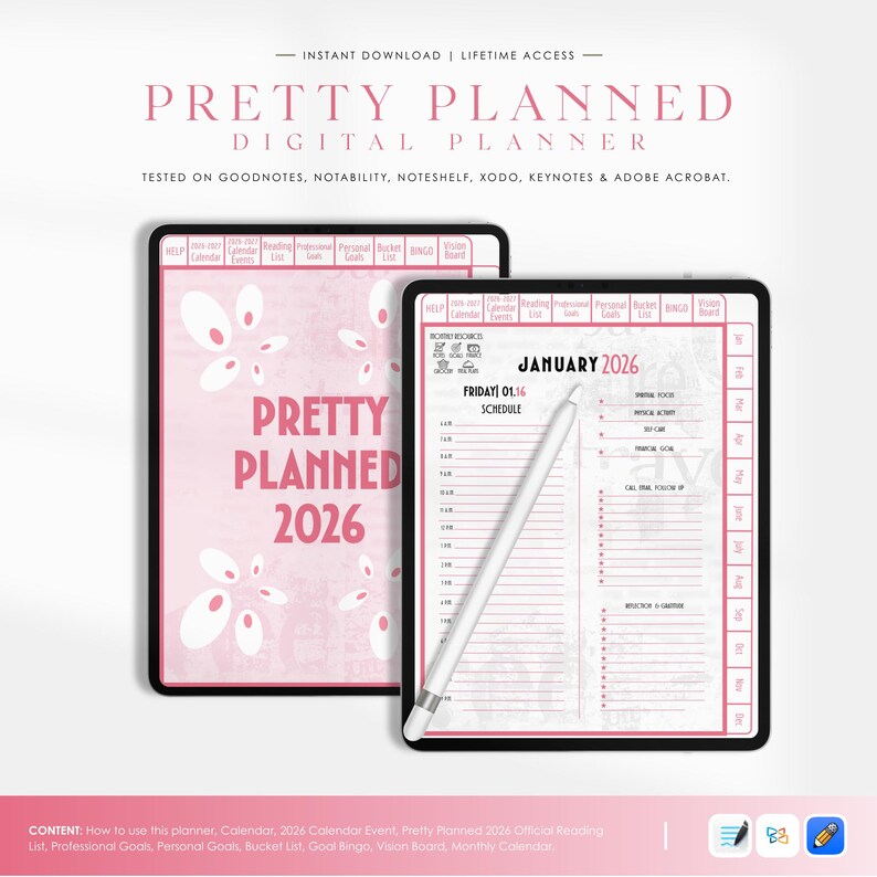 2026-2027 Digital Planner – Hyperlinked iPad Planner, Goals & Budget ...