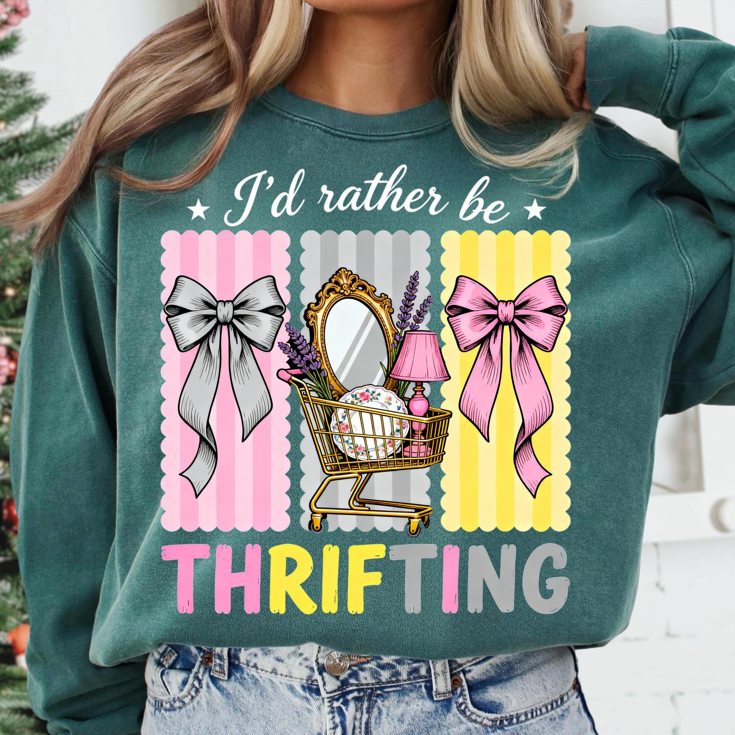 I’d Rather Be Thrifting PNG, Cute Thrift Cart Quote, Thrift Aesthetic ...