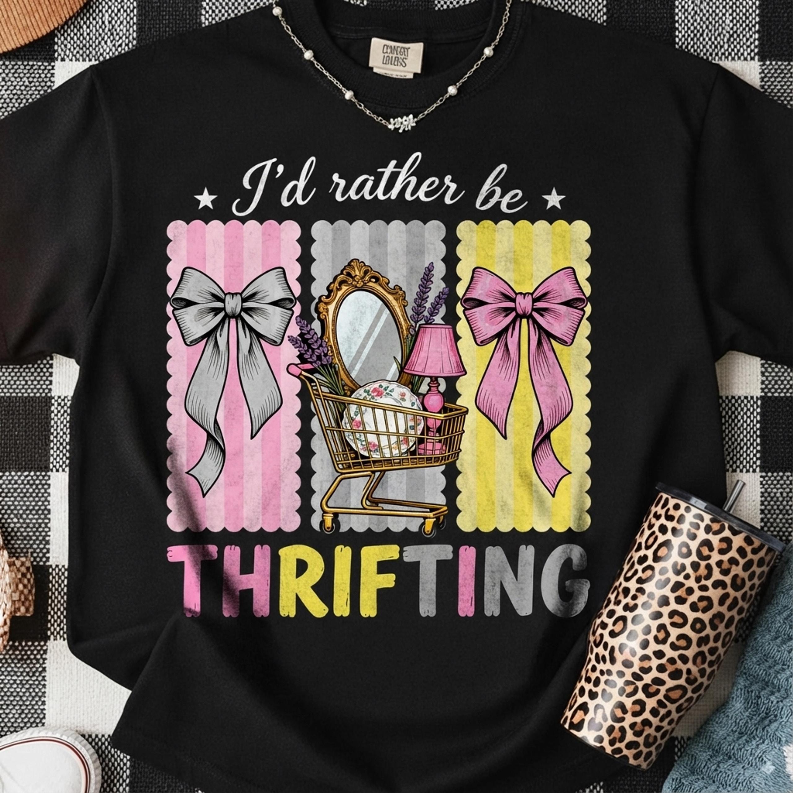 I’d Rather Be Thrifting PNG, Cute Thrift Cart Quote, Thrift Aesthetic ...