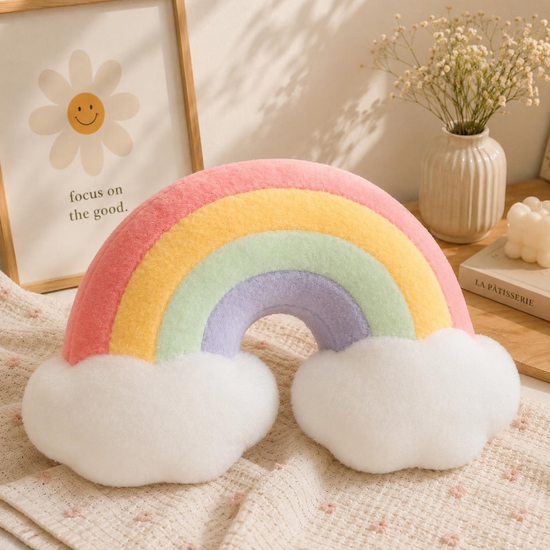 Pastel Rainbow Cloud Plush Pillow, Soft Nursery Decor Cushion - Etsy ...
