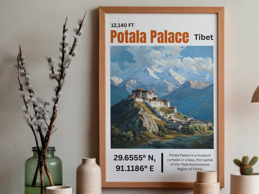 Potala Palace Tibet Travel Poster - Travel Poster - Vintage Tibet ...