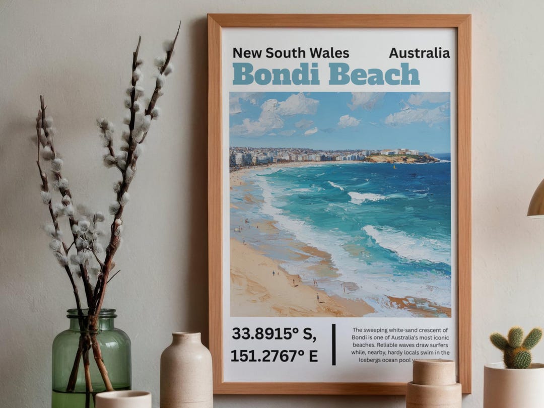Bondi Beach Australia Travel Poster - Travel Poster - Australia Print ...