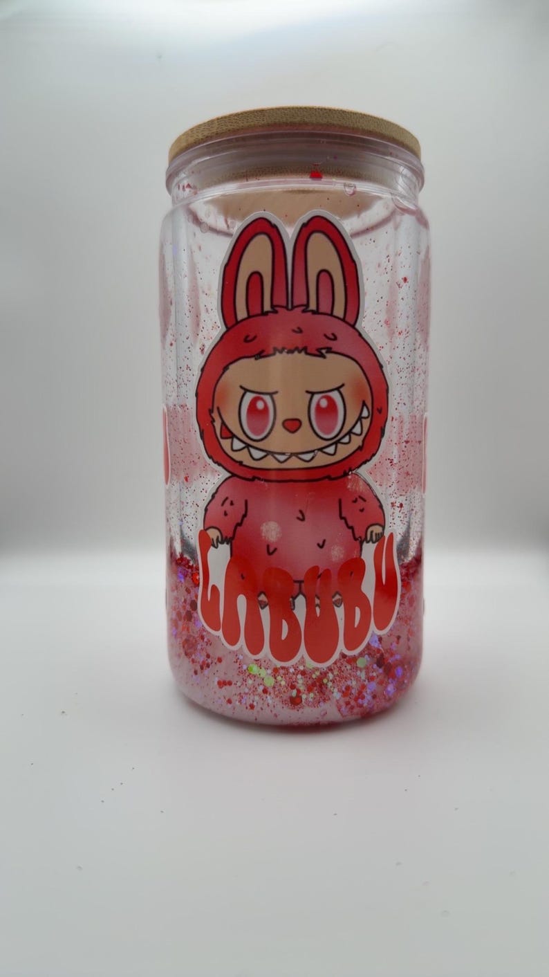 16 OZ Red Labubu Lava Drip Snow Globe Tumbler - Etsy