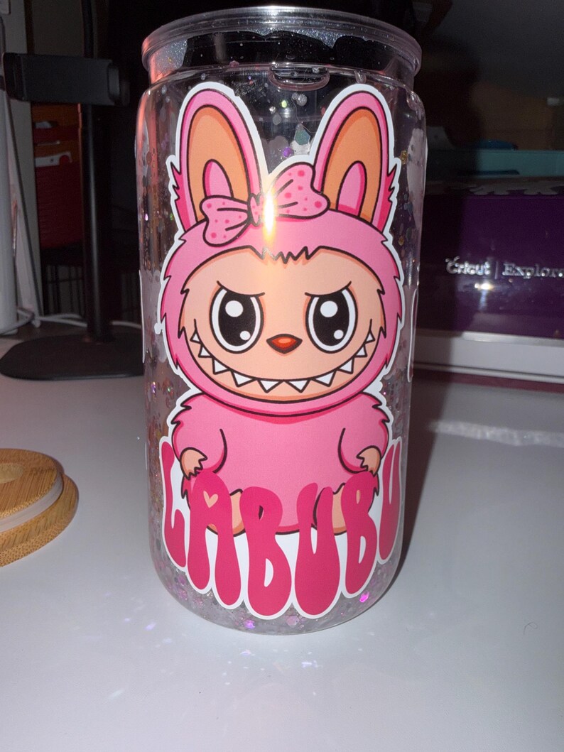 16 OZ Pink Labubu Lava Drip Snow Globe Tumbler - Etsy