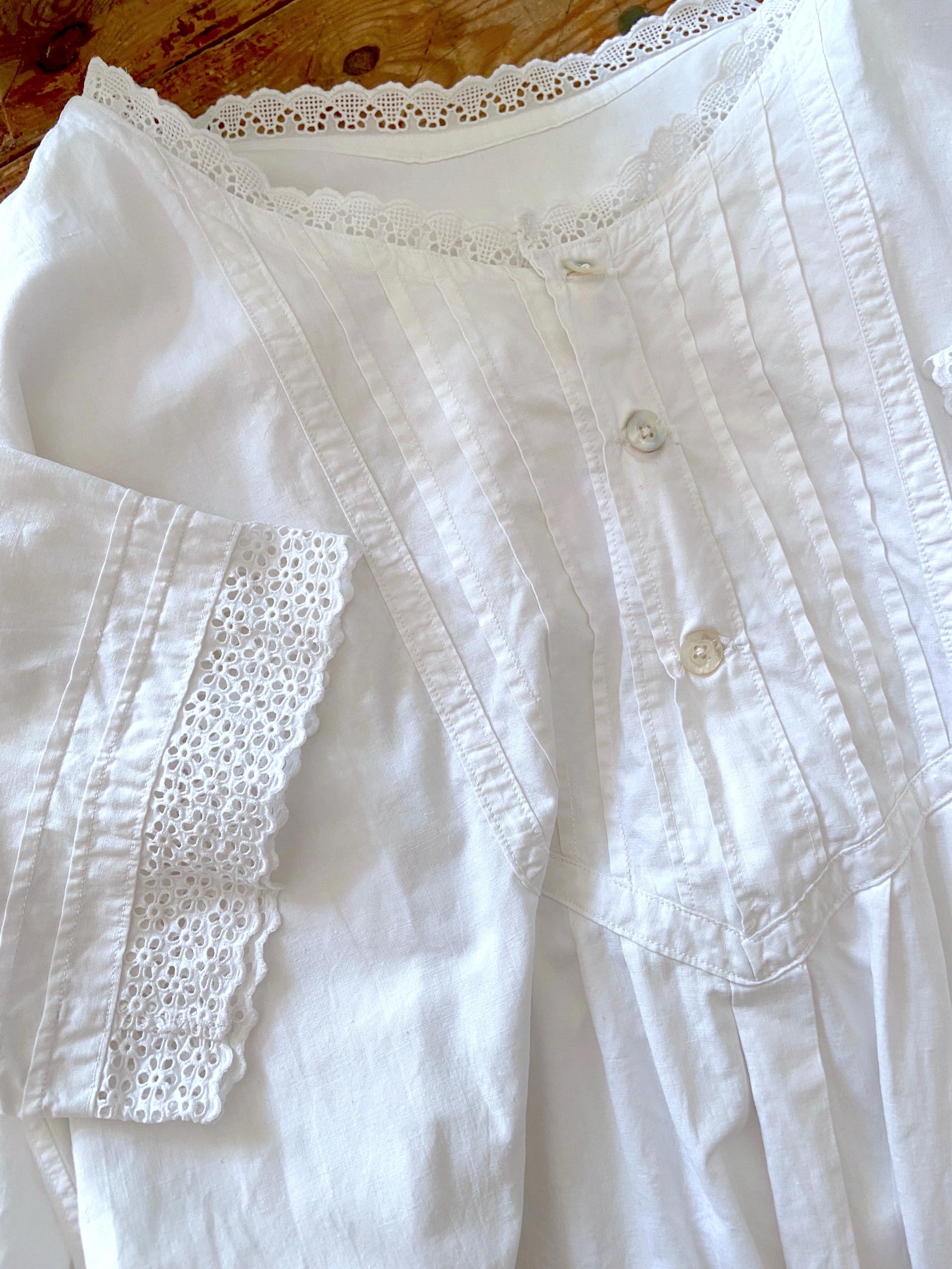Romantic Antique White Cotton Shift Dress - Short Sleeves - Etsy