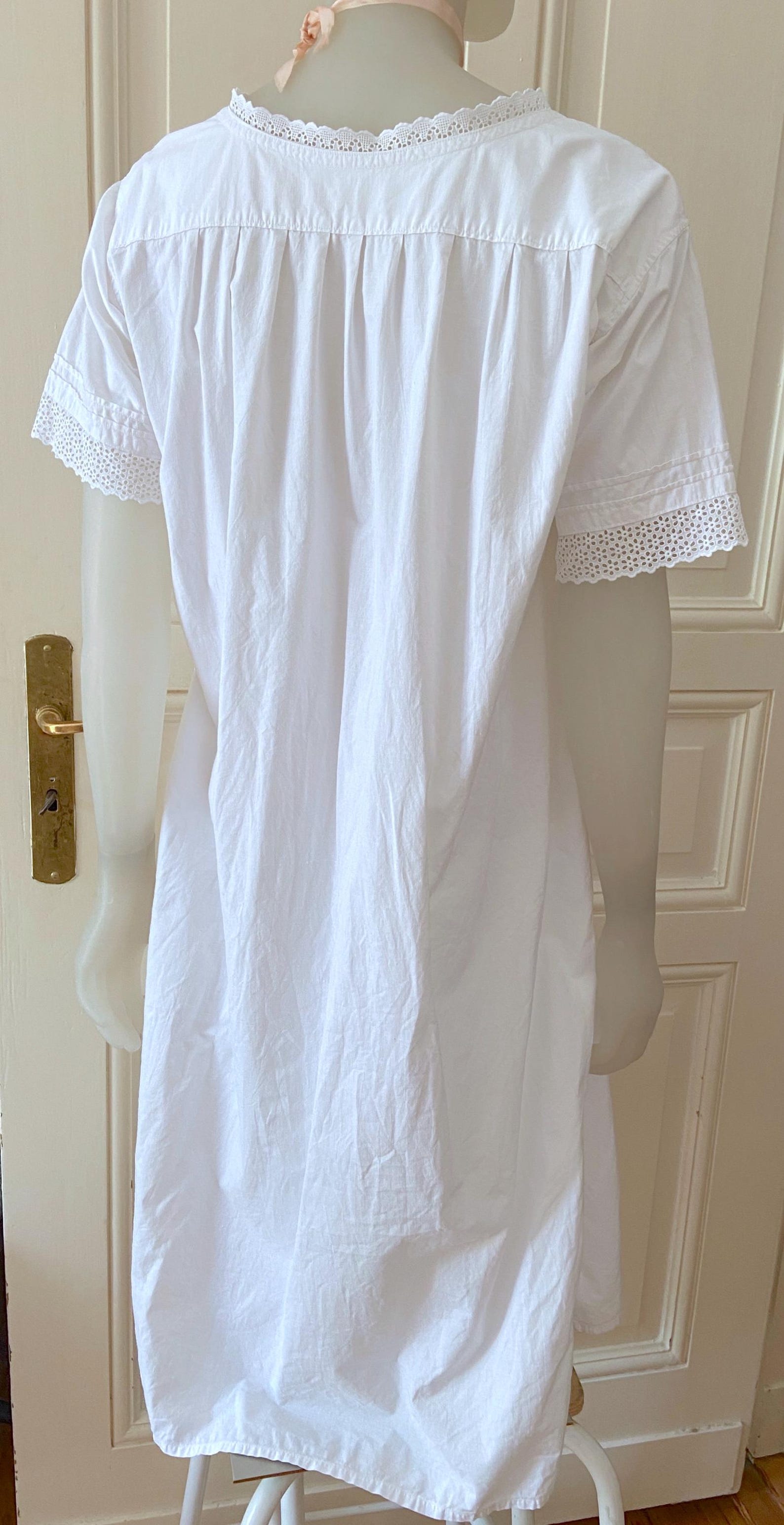 Romantic Antique White Cotton Shift Dress - Short Sleeves - Etsy