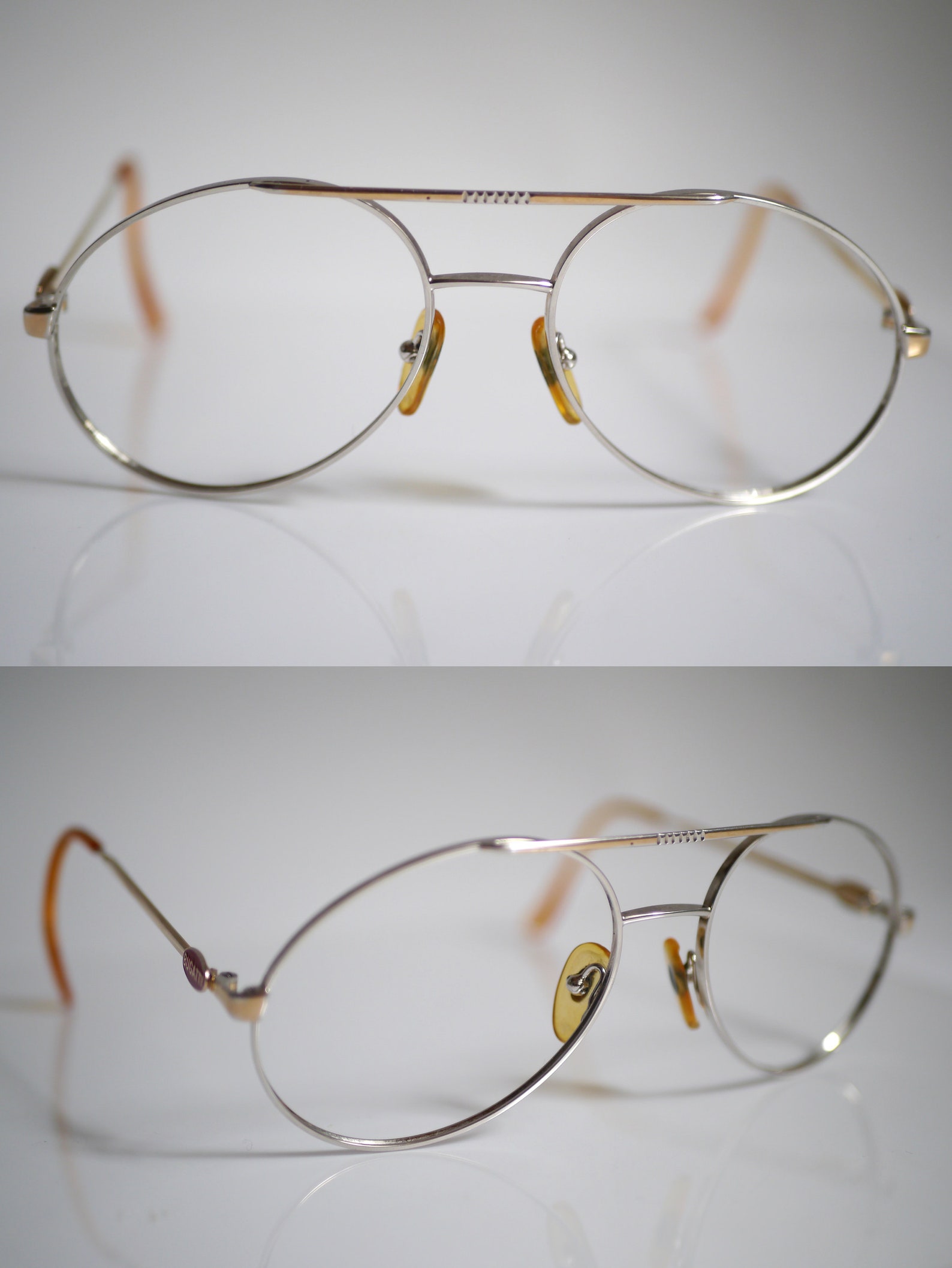 BUGATTI EYEWEAR Vintage Silver & Gold 80s Eye Frames Pilot | Etsy