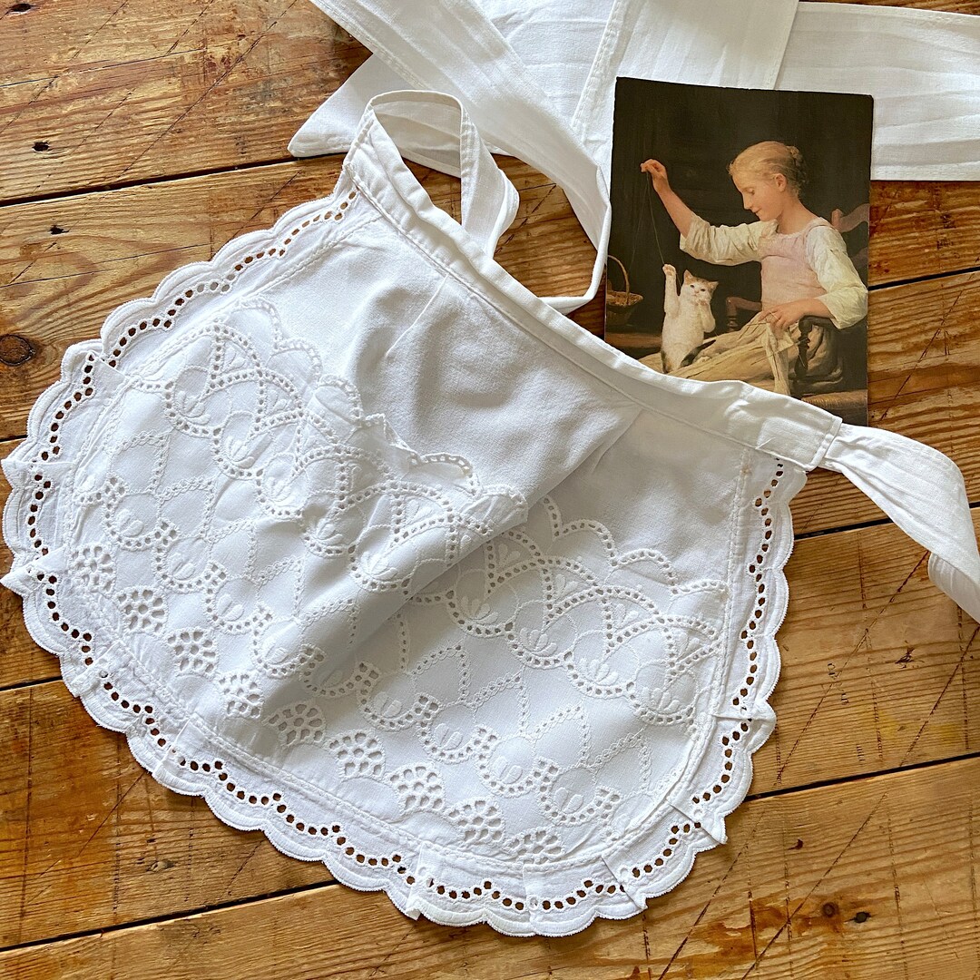 French Maid Eyelet Lace Waitress Half Apron White Cotton - Etsy