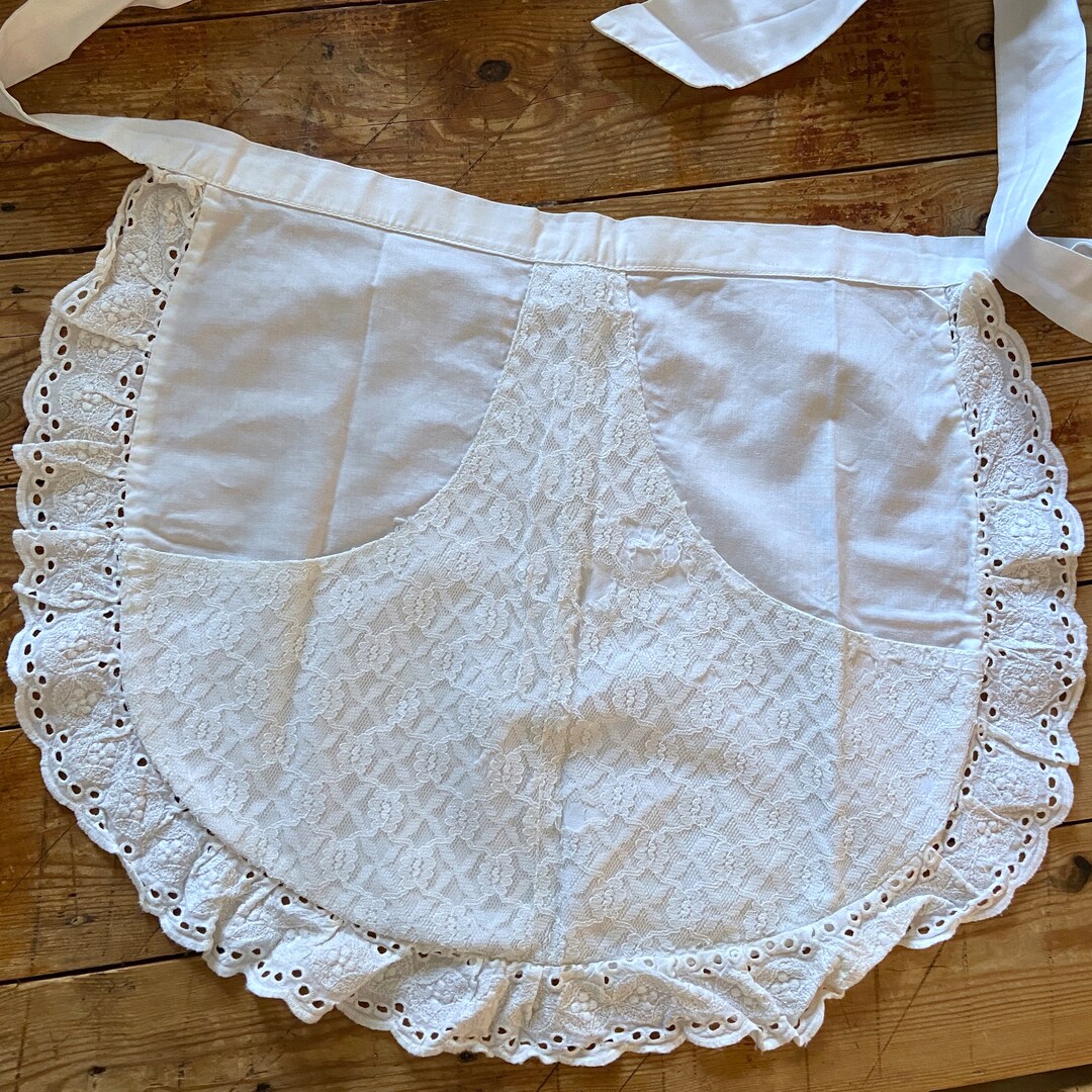 Vintage Apron With Lace, Waitress Servant Half Apron, White Cotton - Etsy