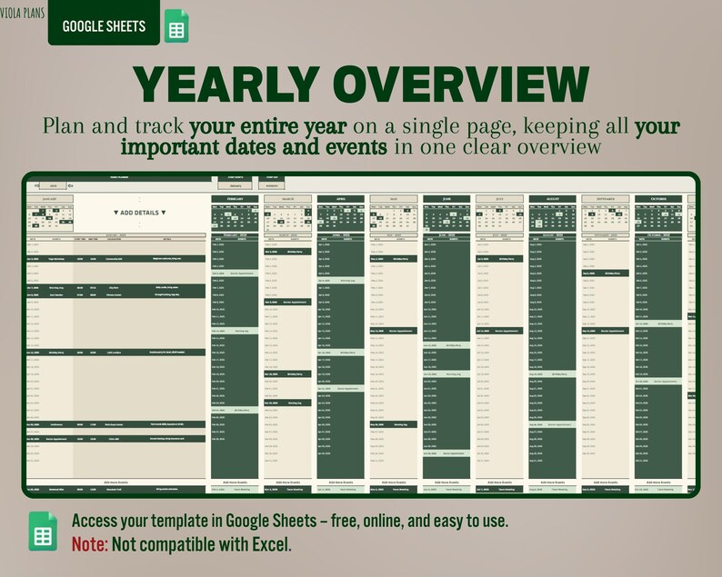 Ultimate Google Sheets Event Planner | Dynamic Yearly Calendar | 12 ...